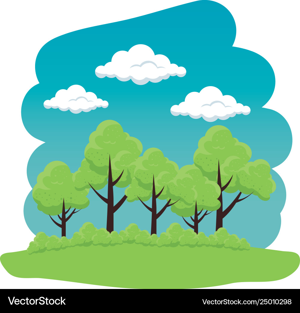 Trees plants forest scene Royalty Free Vector Image