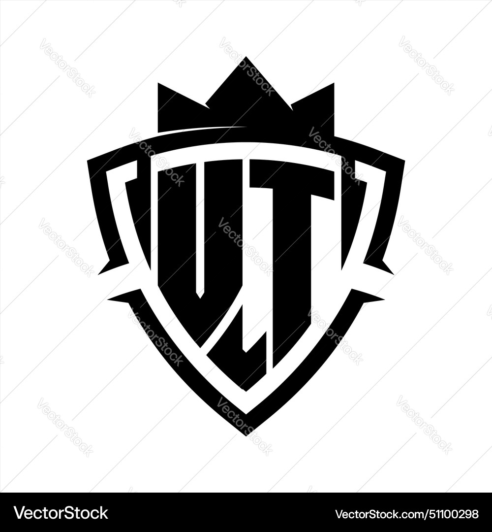 Vt letter bold monogram triangle curve shield Vector Image