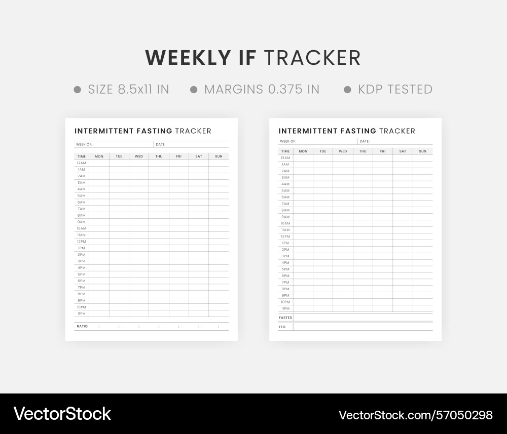 Weekly intermittent fasting tracker printable Vector Image