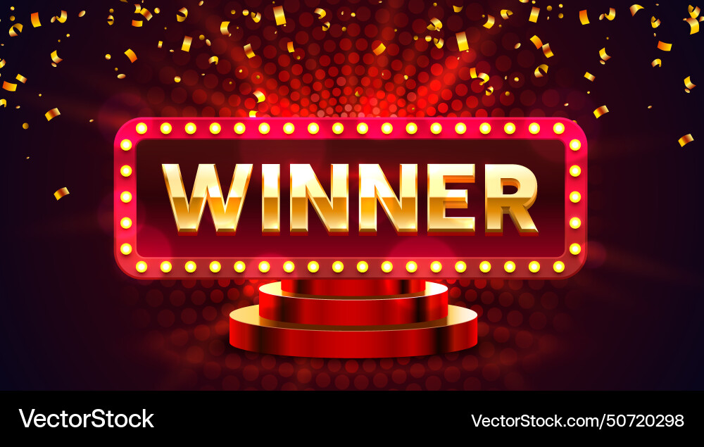 Winner frame label award billboard night vegas Vector Image