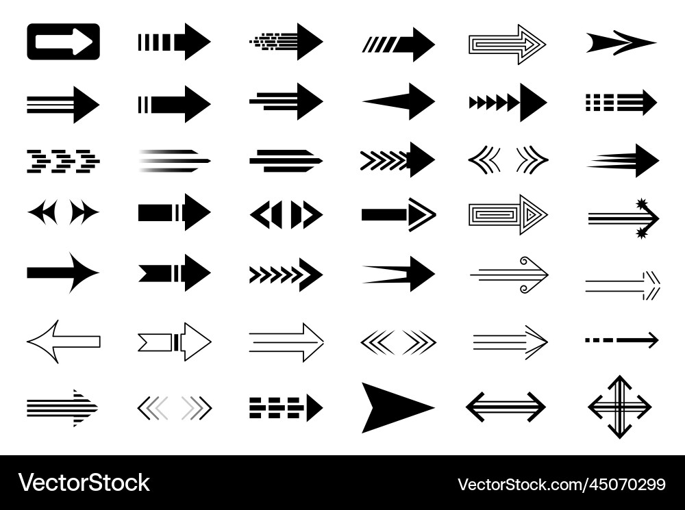 Arrows isolated graphic elements set in flat Vector Image
