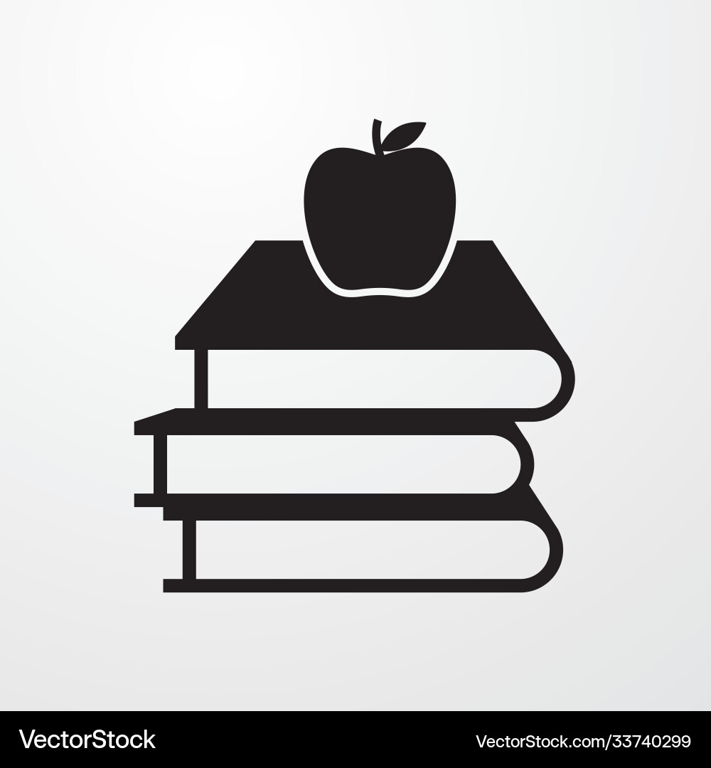 Books with apple icon for web and mobile Vector Image