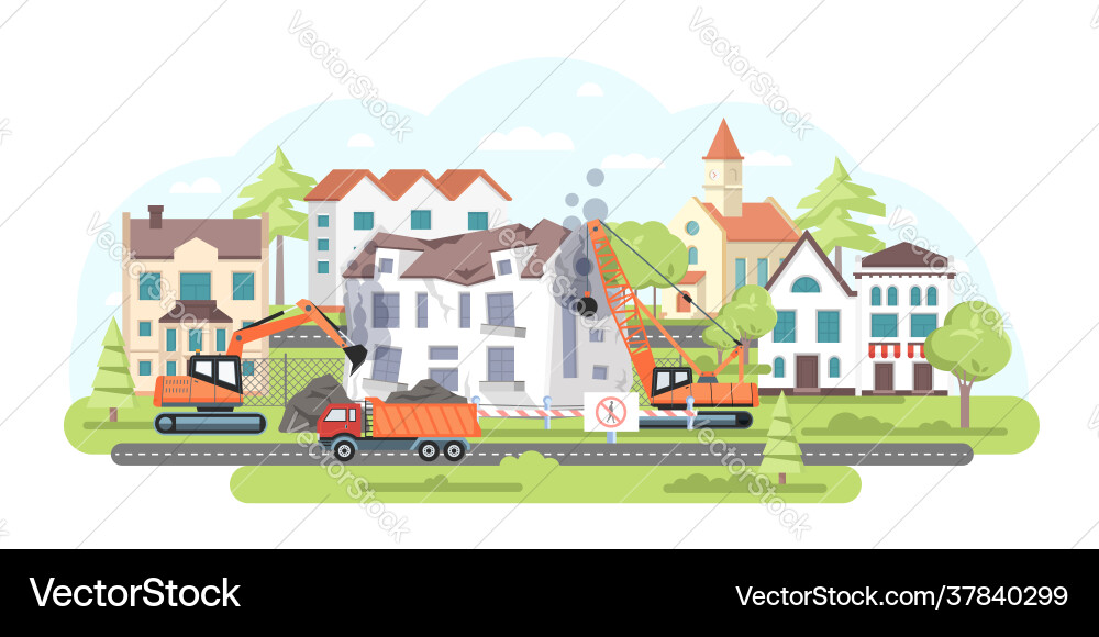 Breaking a house - modern flat design style Vector Image