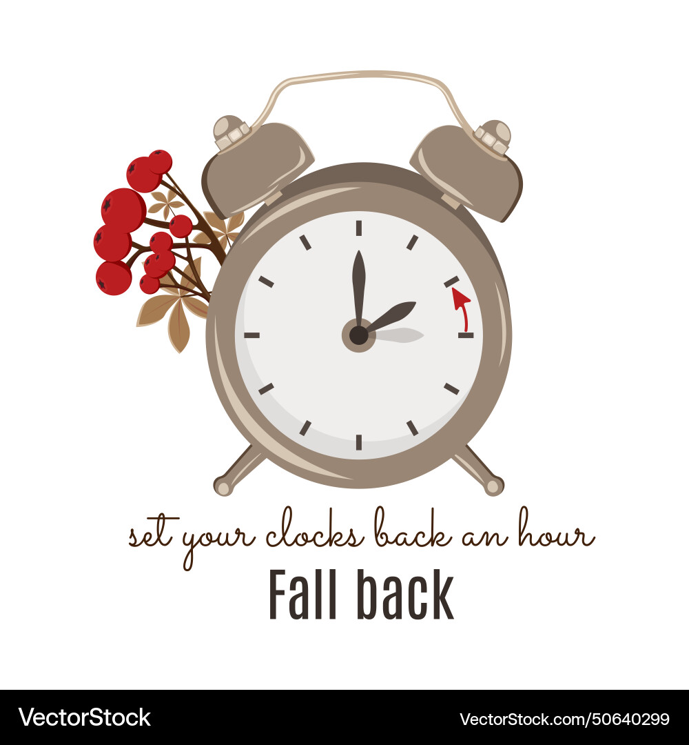 Daylight saving time ends fall back change clocks Vector Image