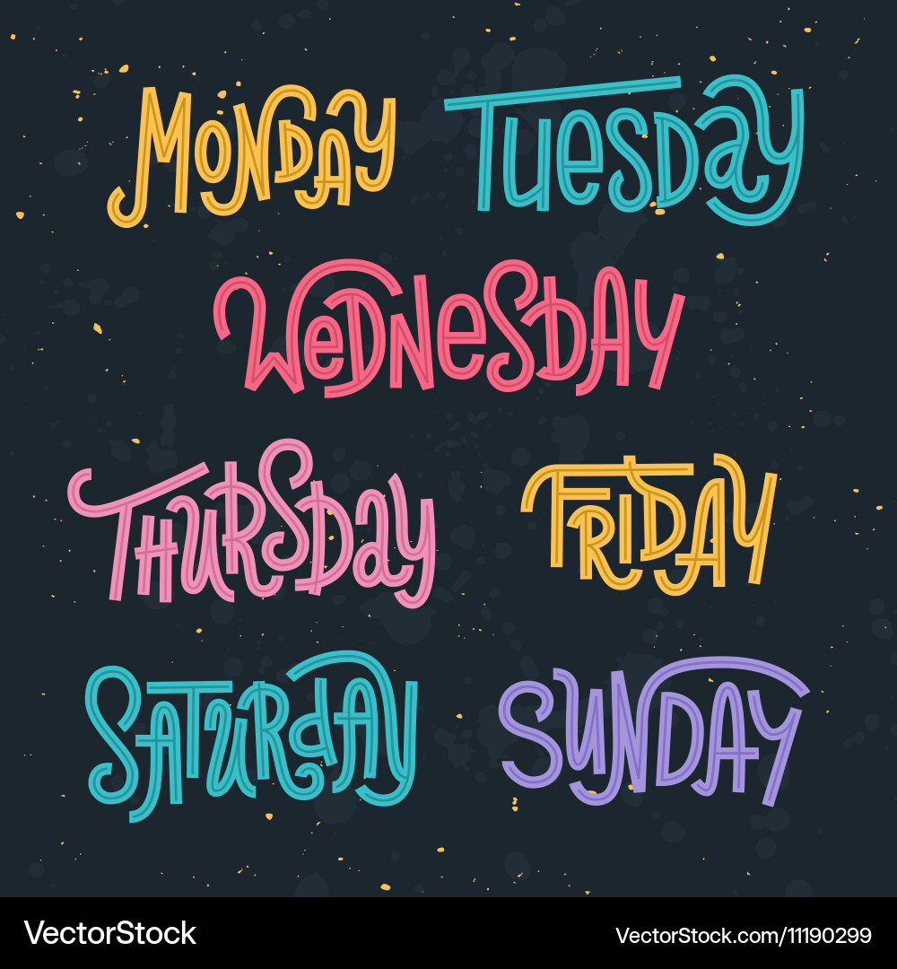 Days of the Week Lettering Royalty Free Vector Image