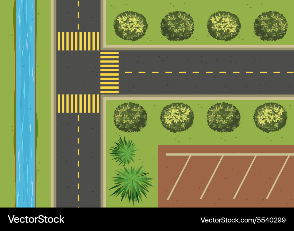 Empty street with a canal Royalty Free Vector Image