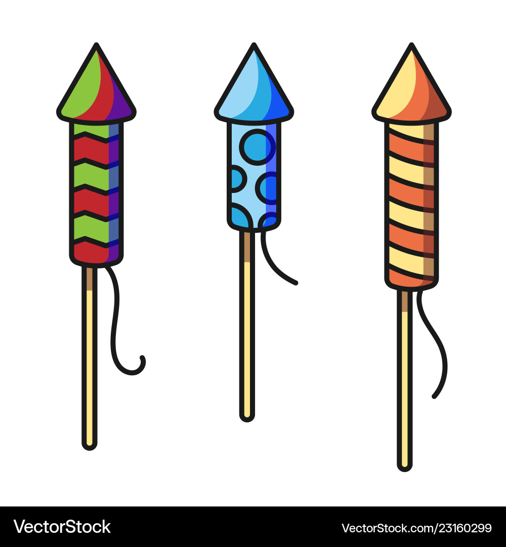 Festive firework pyrotechnics and firecracker Vector Image