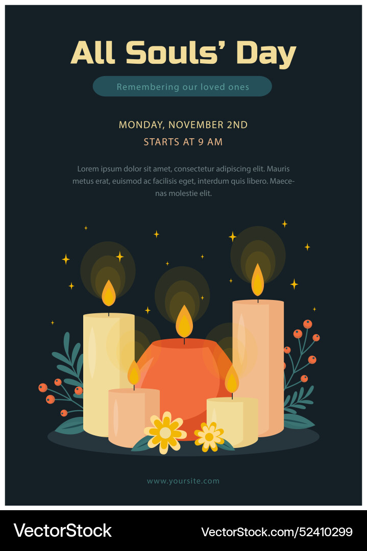 Flat all souls day vertical poster template Vector Image