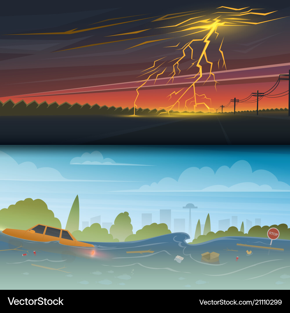 Flood or natural disaster lightning strike Vector Image