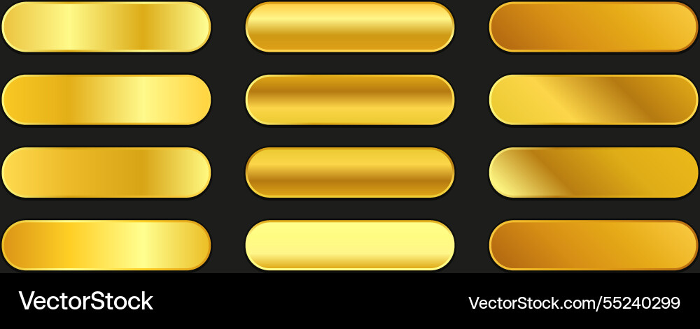 Gold color plate gradient colors Royalty Free Vector Image
