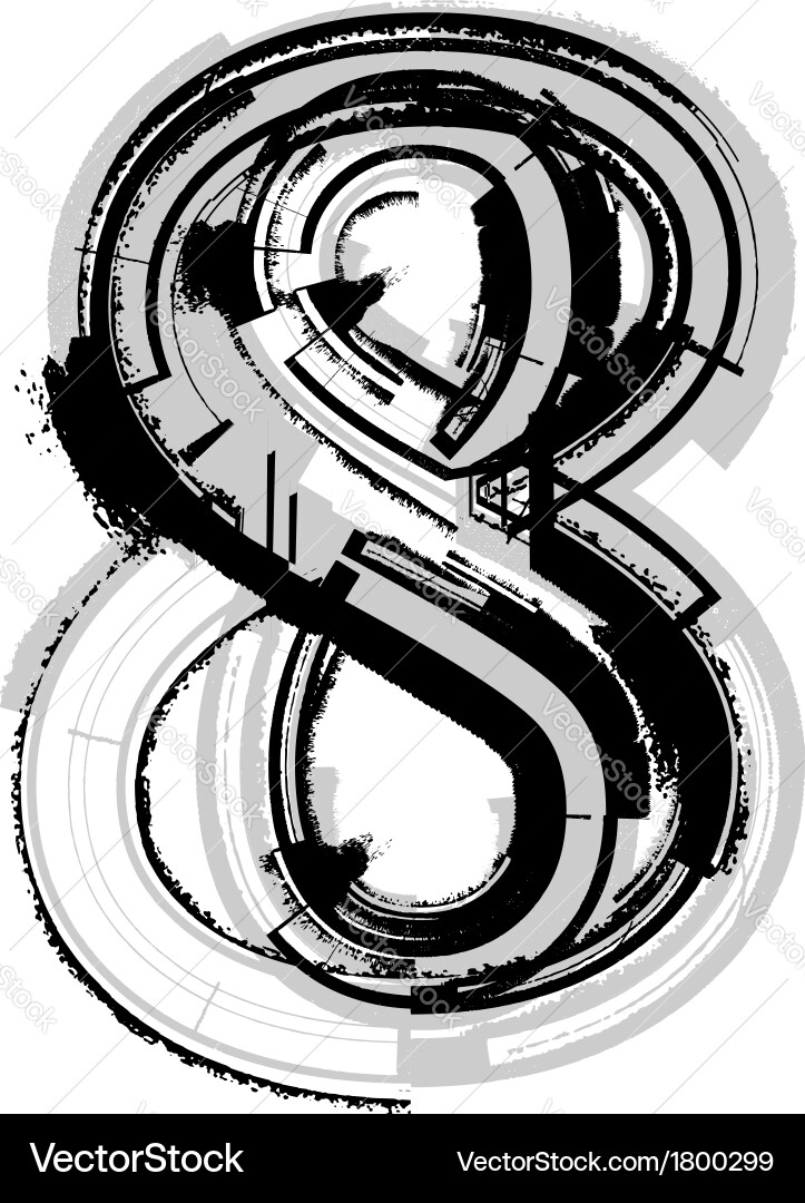 Grunge font number 8 Royalty Free Vector Image