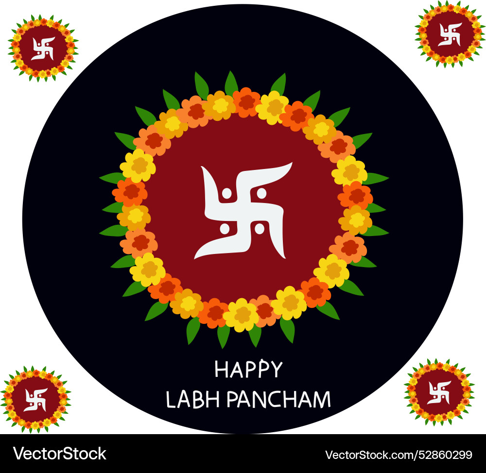 Happy labh pancham set Royalty Free Vector Image