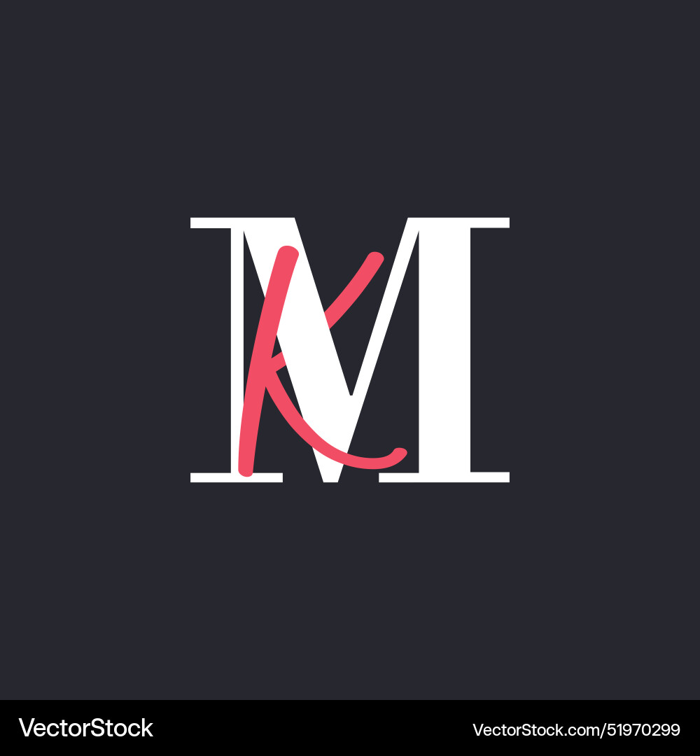 Letter mk logo perfectly blended initials mk Vector Image