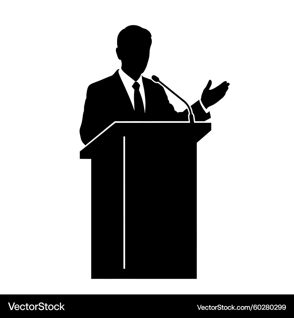 Man Speaking at Podium Royalty Free Vector Image