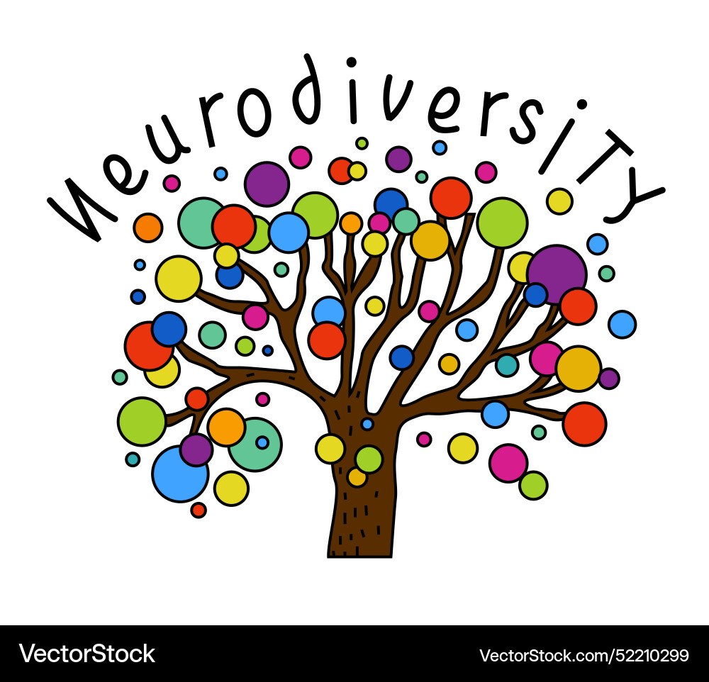 Neurodiversity poster a tree with round pieces Vector Image