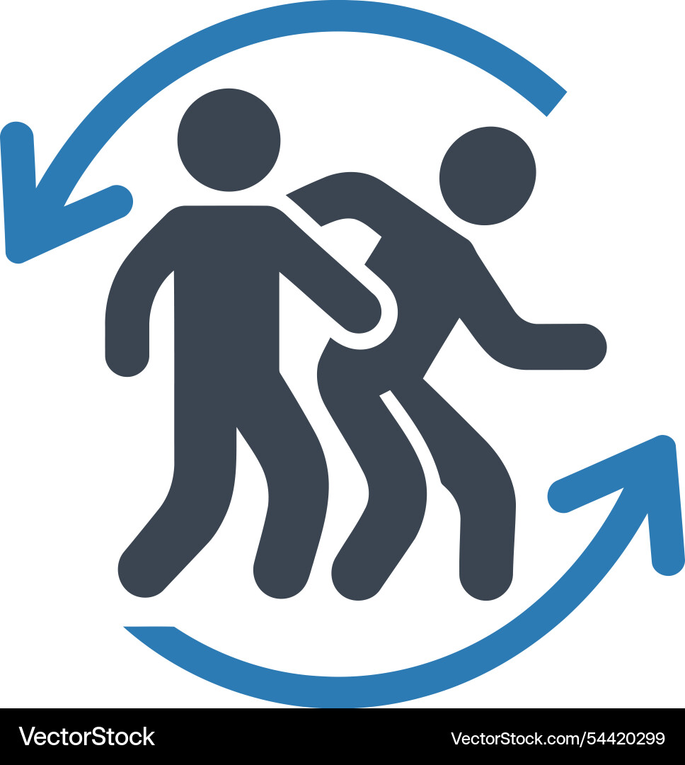 Running people in circle motion icon Royalty Free Vector