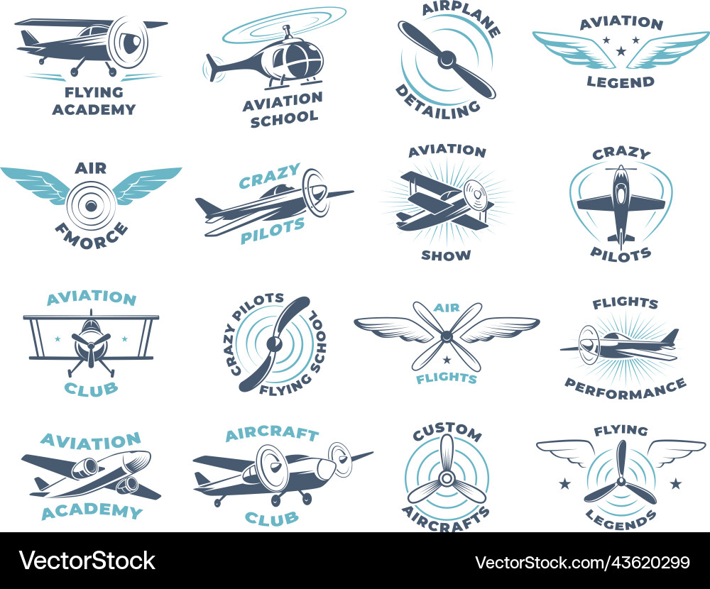 Stylized Aviation Badges Royalty Free Vector Image
