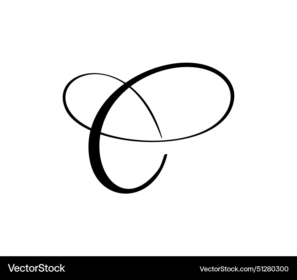 Calligraphy hand drawn letter c logo Royalty Free Vector