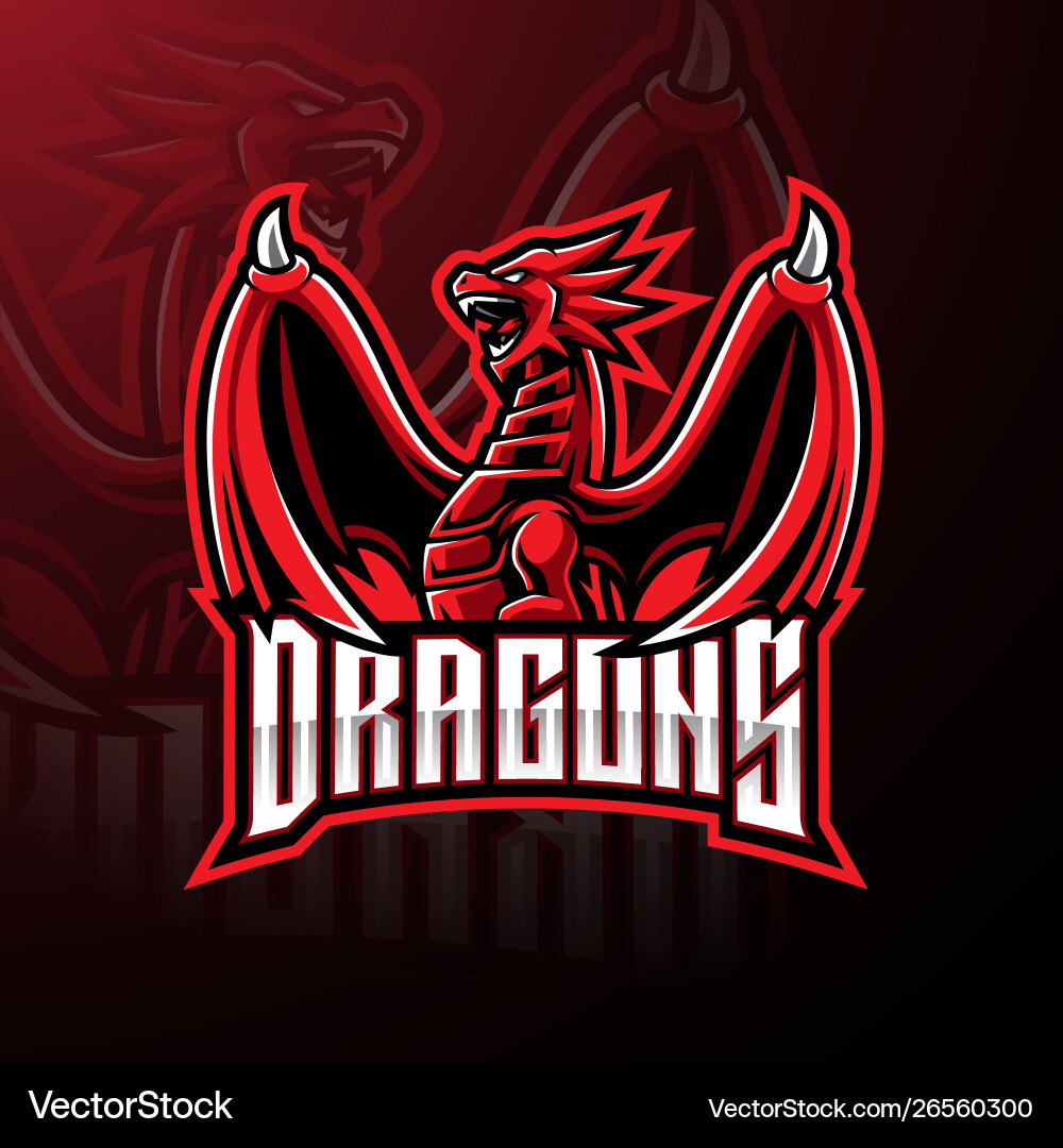 Dragon sport mascot logo design Royalty Free Vector Image