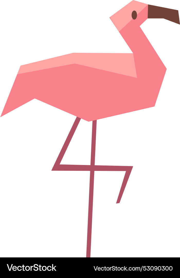 Flamingo icon cute pink low poly bird Royalty Free Vector