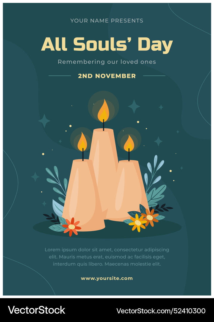 Flat all souls day vertical poster template Vector Image