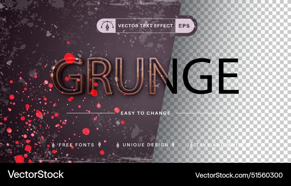 Grunge rust - editable text effect font style Vector Image
