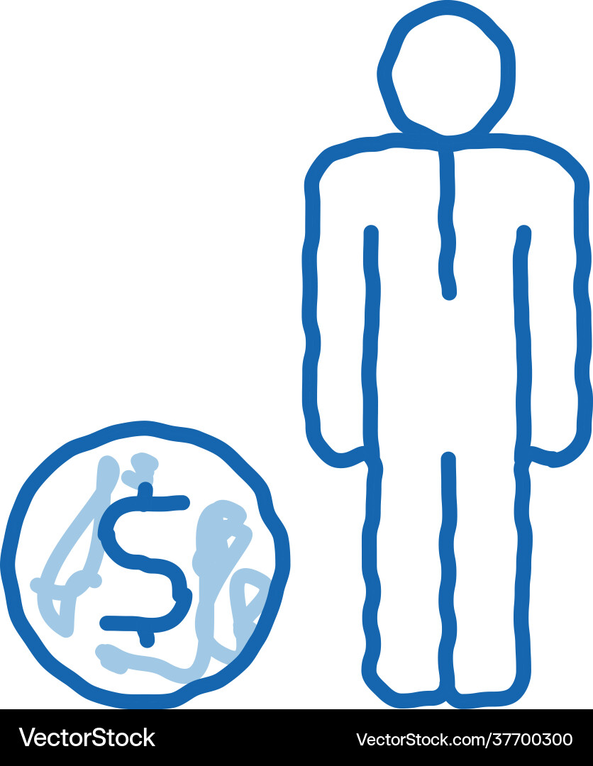 Human dollar coin doodle icon hand drawn Vector Image