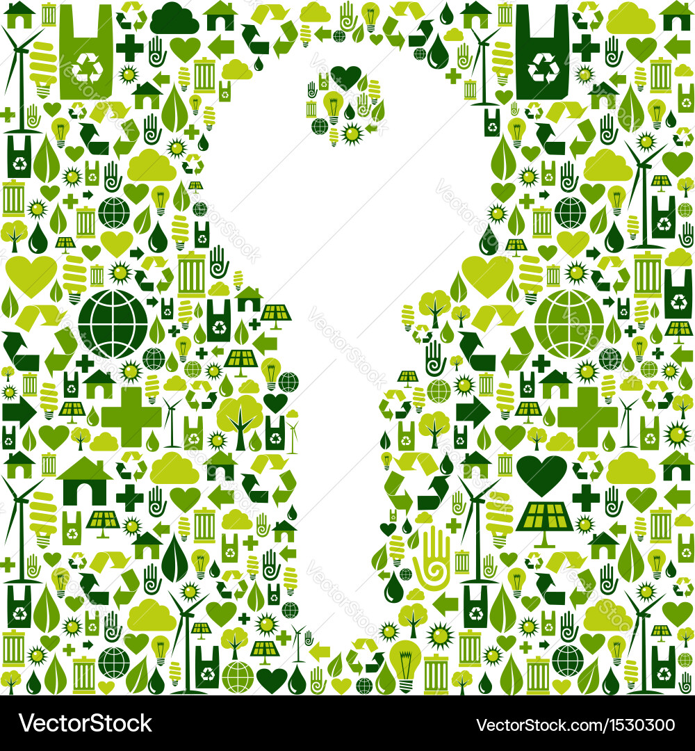 Key with green icons background Royalty Free Vector Image