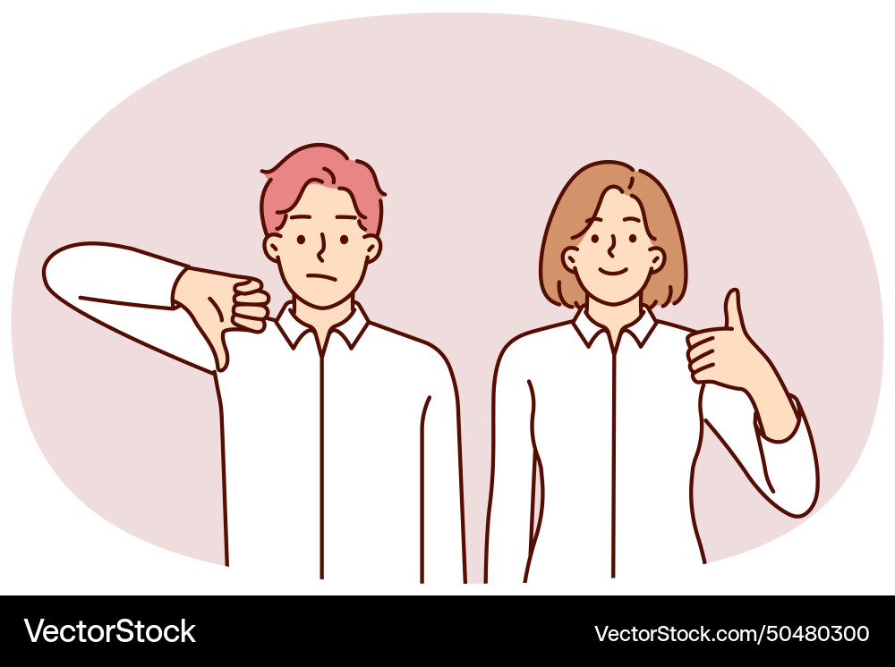 Man and woman give different assessment Royalty Free Vector