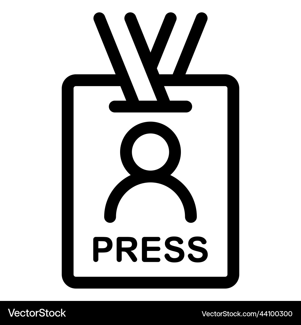 Press pass id card line icon journalist visitor Vector Image