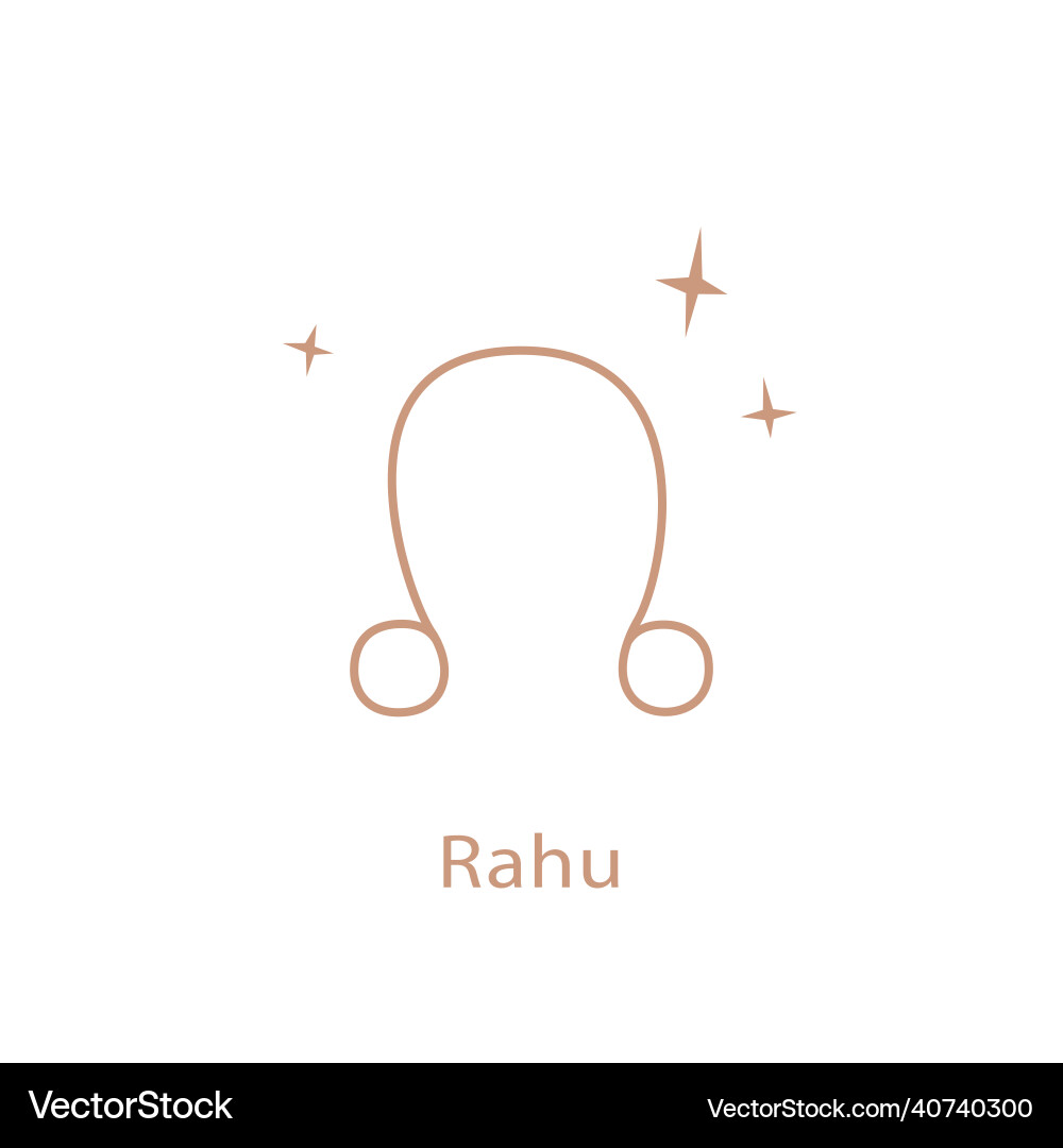 Rahu planet symbol ascending lunar node golden Vector Image