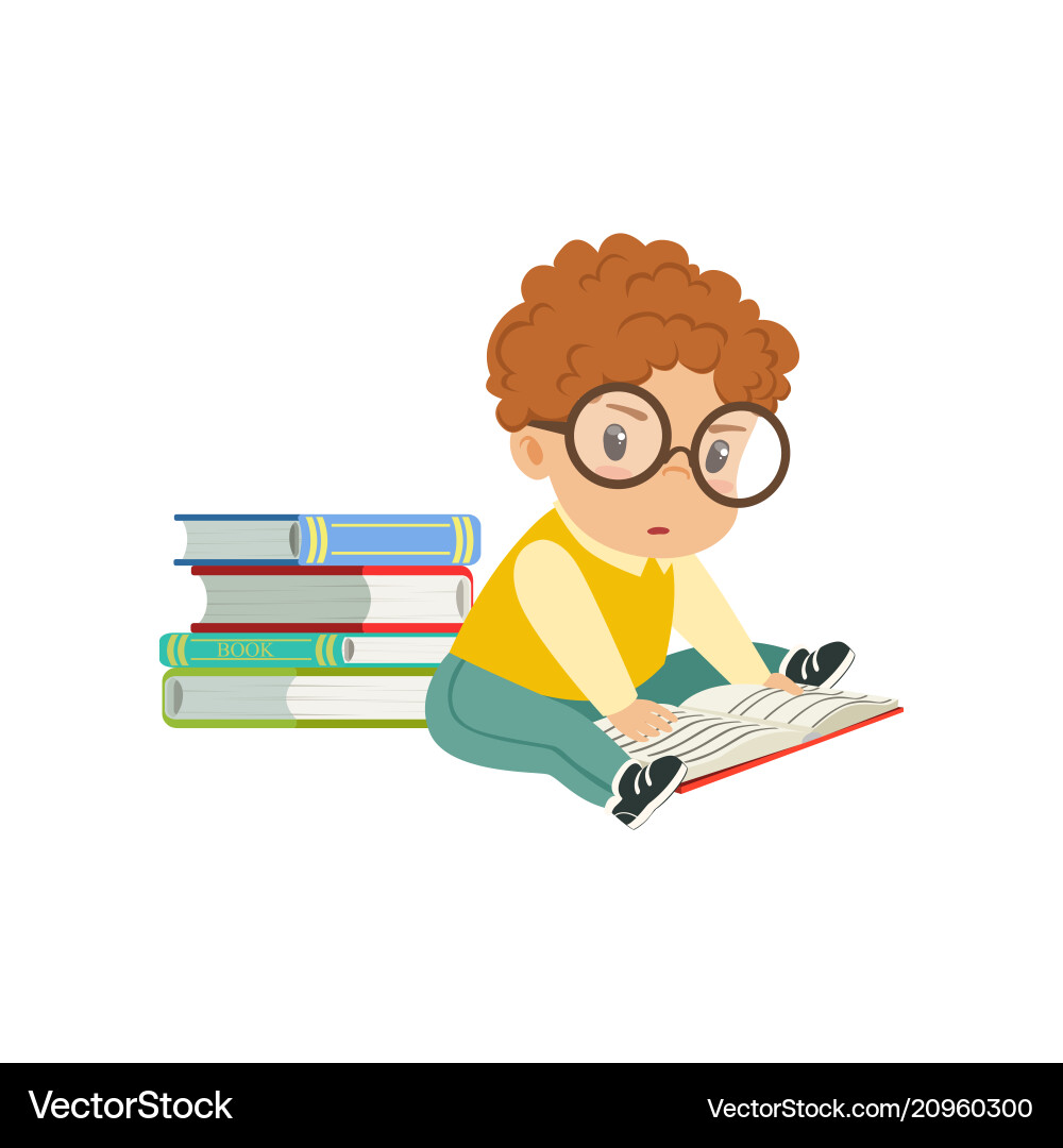 Smart Boy Reading a Book Royalty Free Vector Image