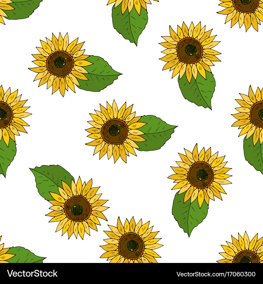 Sunflower Seamless Pattern Royalty Free Vector Image