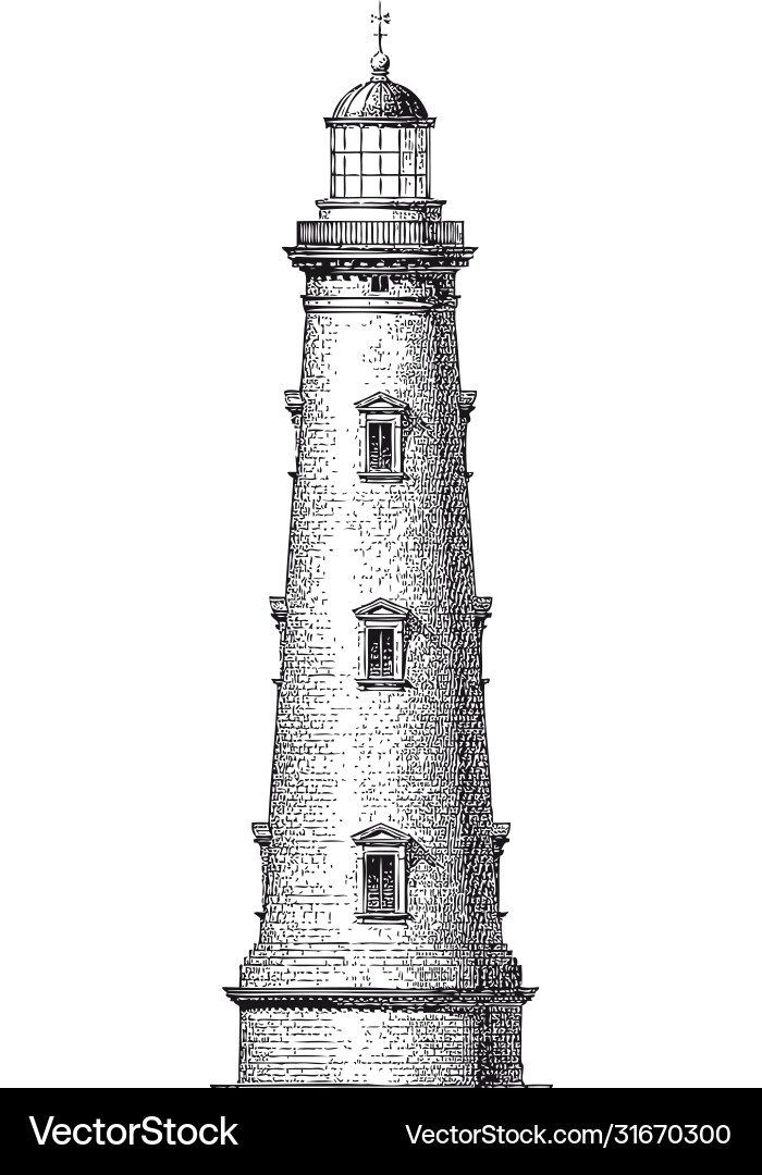 Vintage Lighthouse Engraving Royalty Free Vector Image