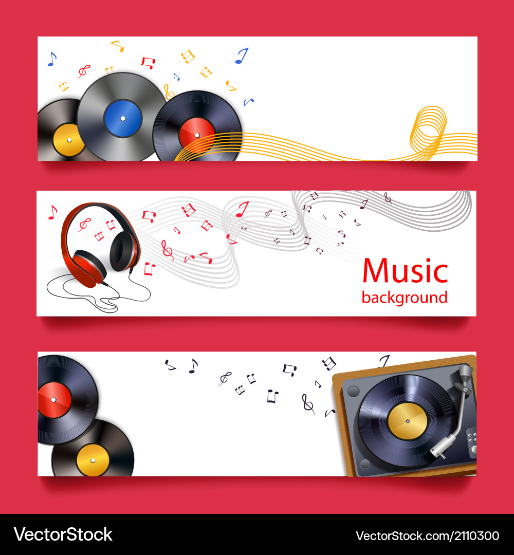 Vinyl record music banners Royalty Free Vector Image