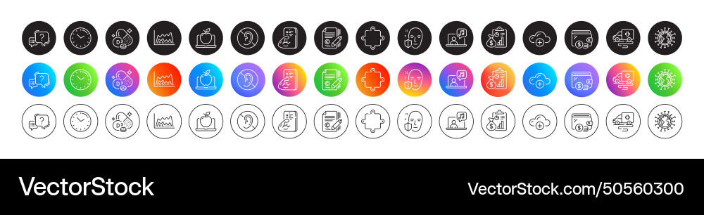 Wallet question mark and laptop line icons Vector Image