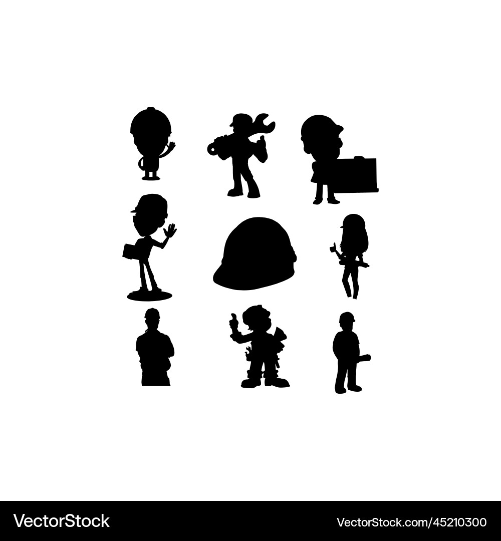 Worker collection set silhouette design Royalty Free Vector