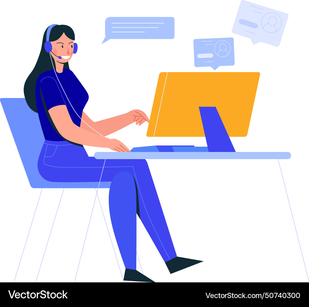 Working at computer composition Royalty Free Vector Image