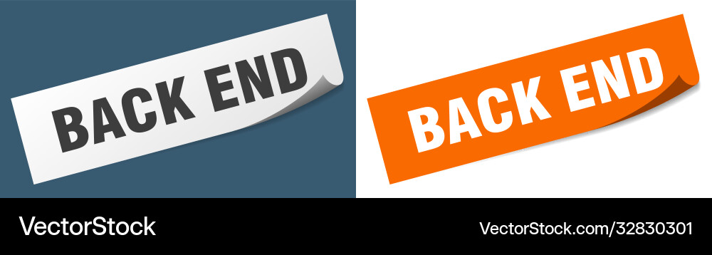 Back end paper peeler sign set sticker Royalty Free Vector