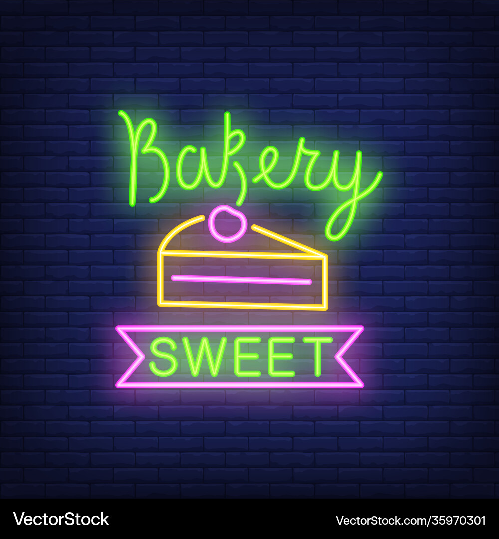 Bakery sweet neon sign Royalty Free Vector Image