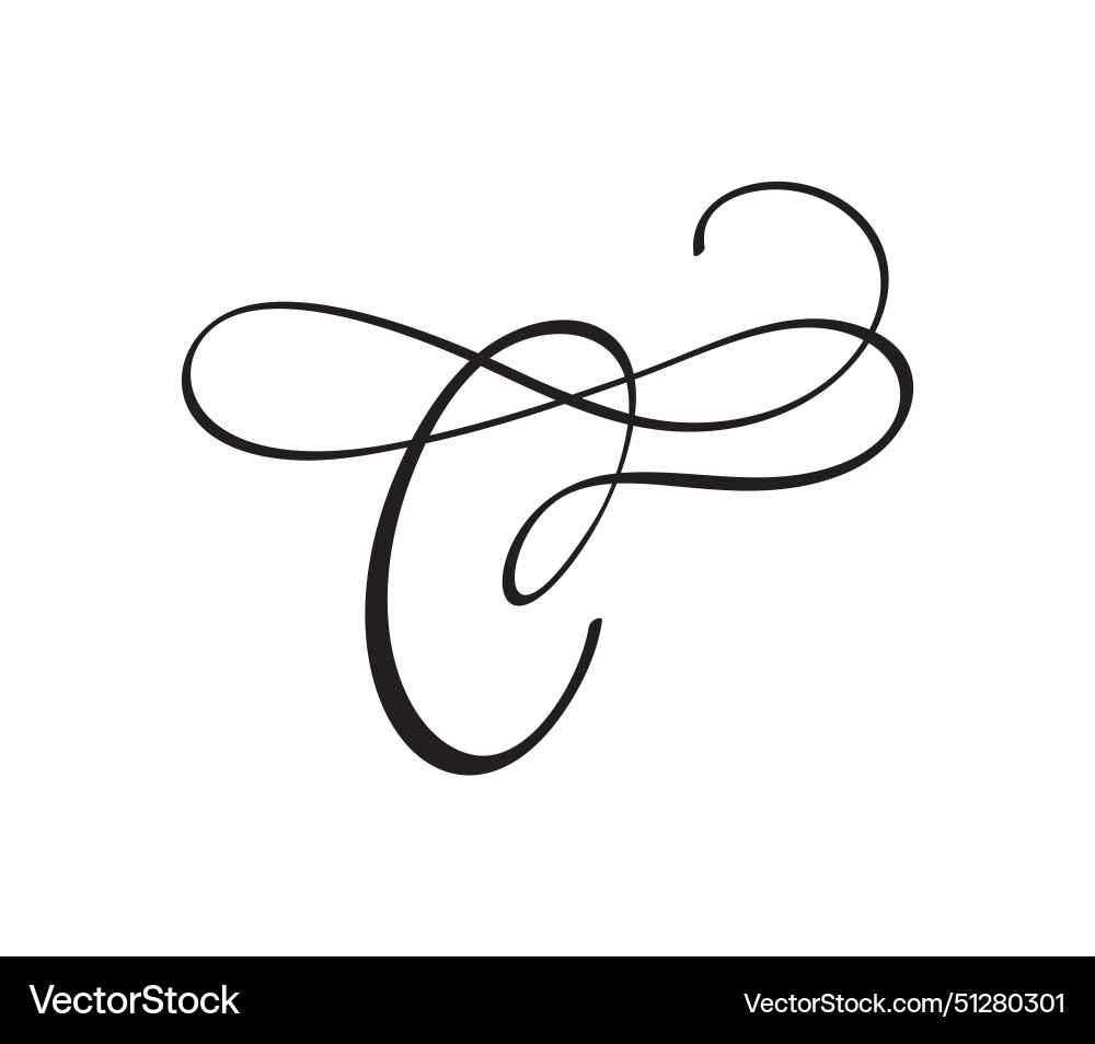 Calligraphy hand drawn letter c script Royalty Free Vector