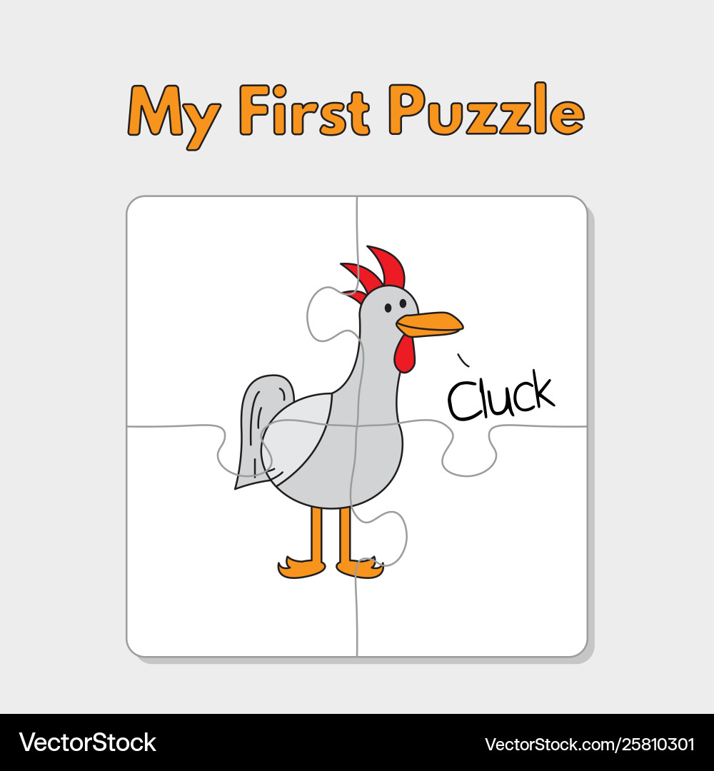 Cartoon chicken puzzle template for children Vector Image