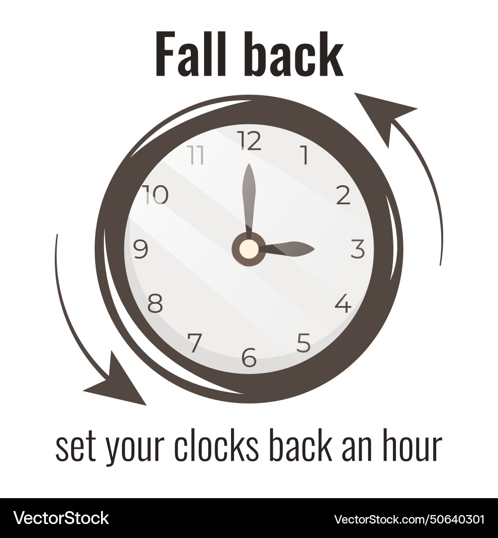 Clock switch to winter time Royalty Free Vector Image