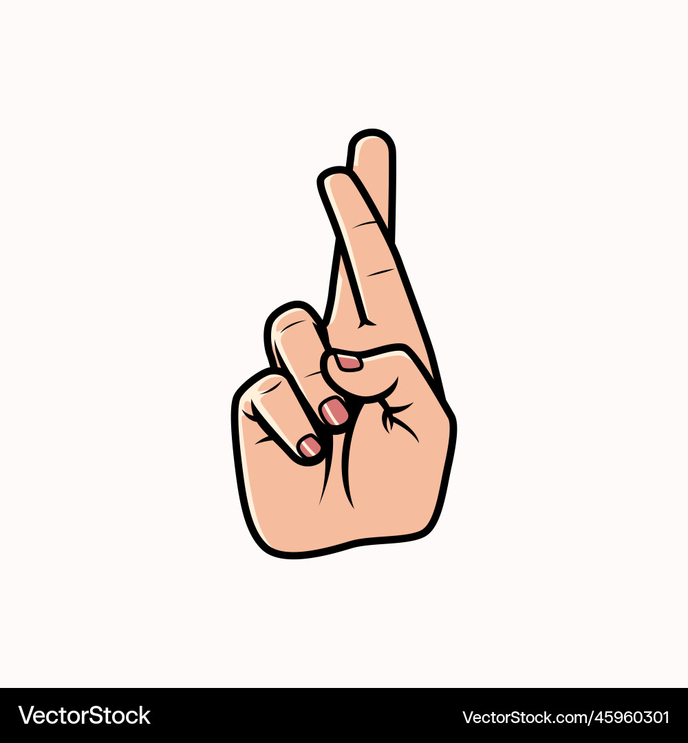 Crossed finger hand sign isolated Royalty Free Vector Image