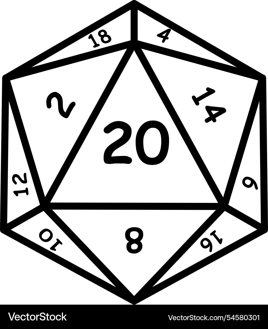 Dice d20 rpg Royalty Free Vector Image - VectorStock