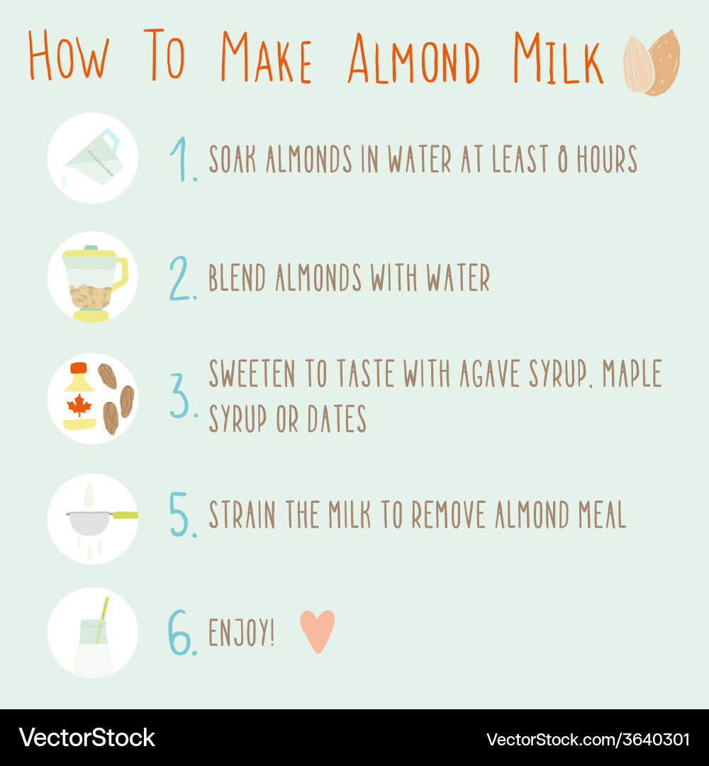 How to make almond milk Royalty Free Vector Image