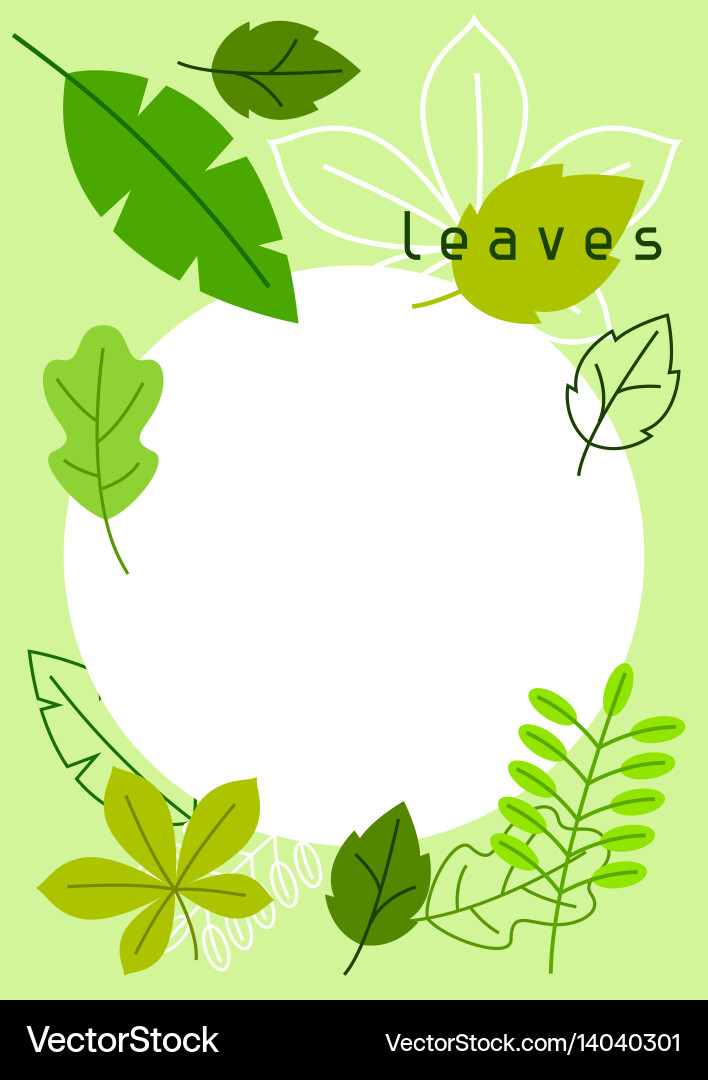 Natural card with stylized green leaves spring Vector Image