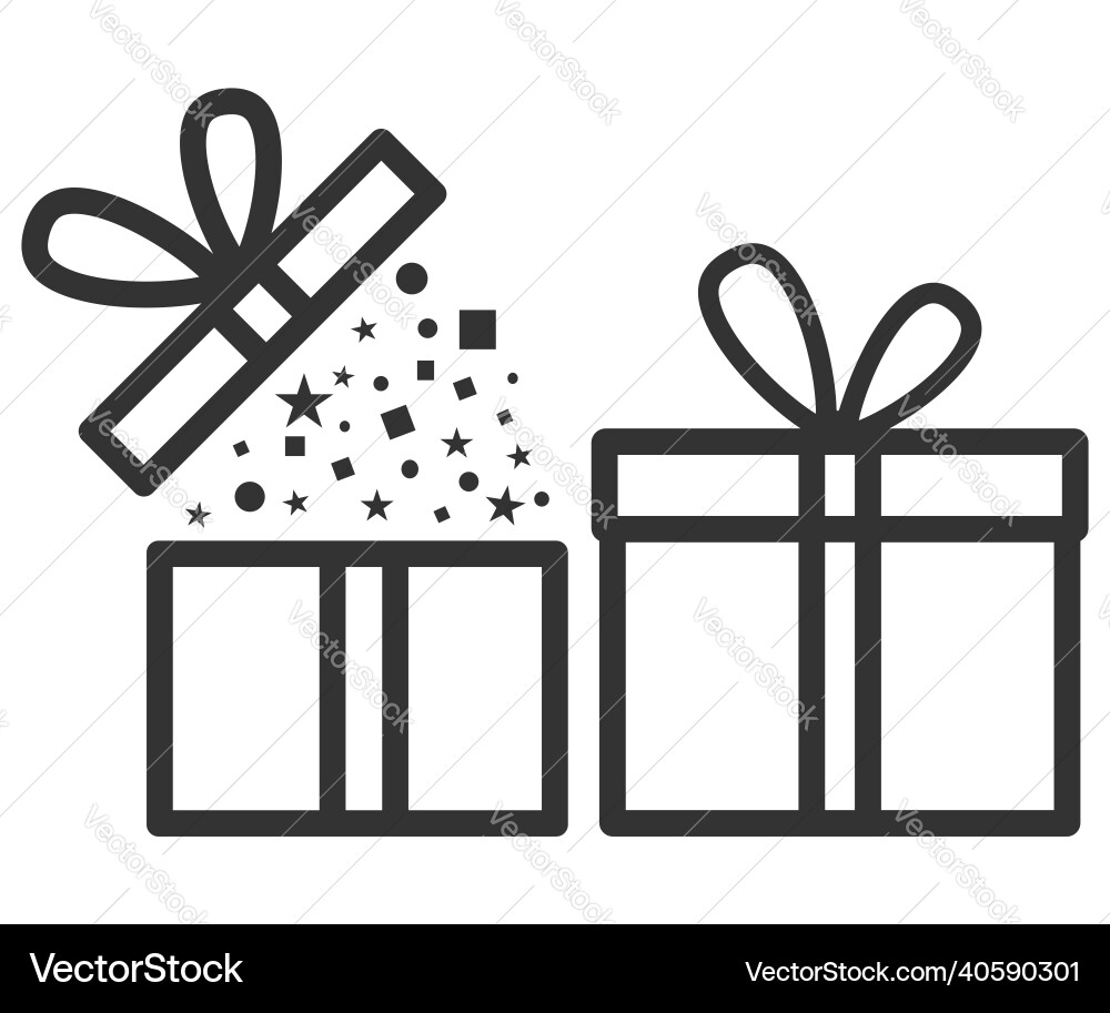 Open gift box with ribbon line icon outline sign Vector Image