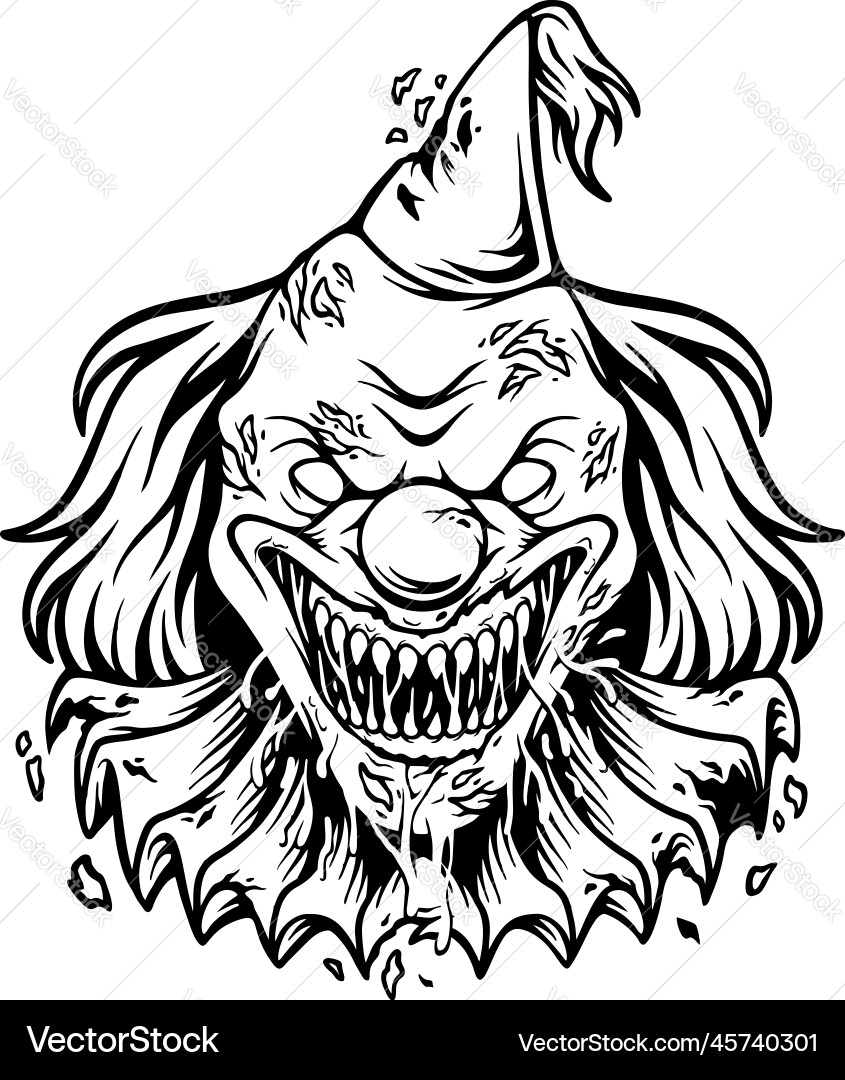Spooky Evil Clown Head Royalty Free Vector Image