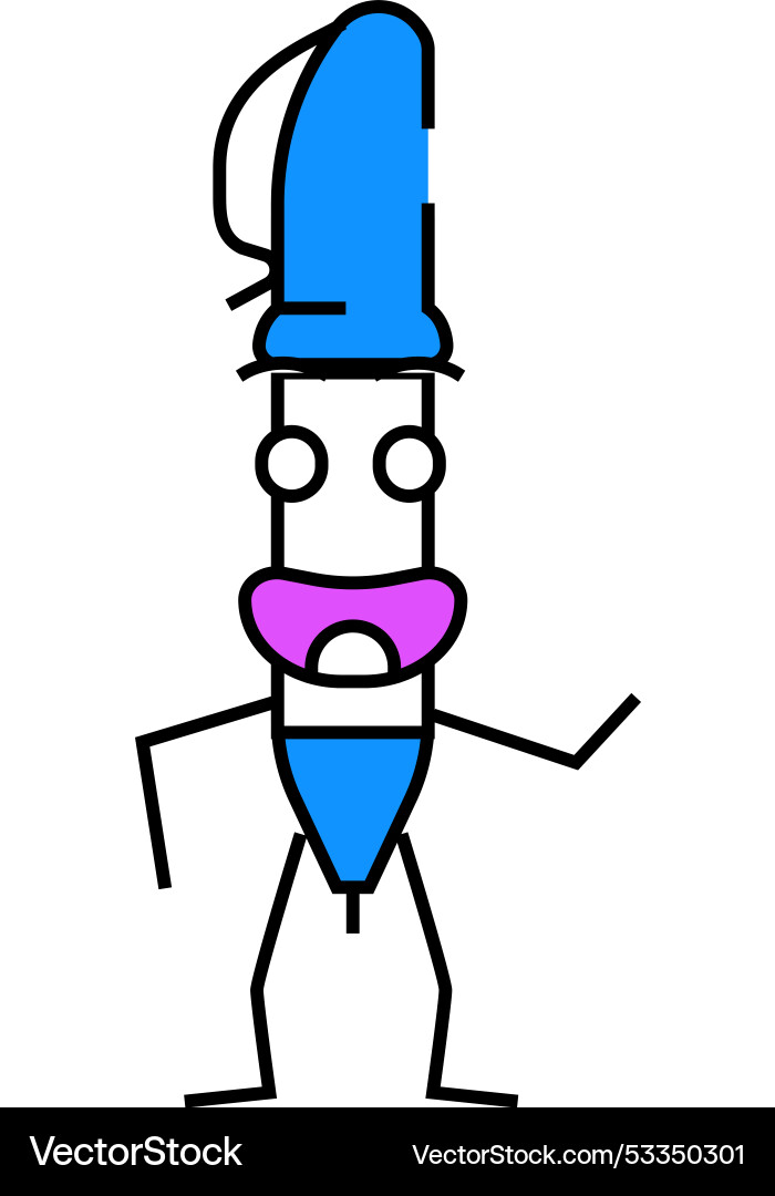 Study pen character icon color Royalty Free Vector Image